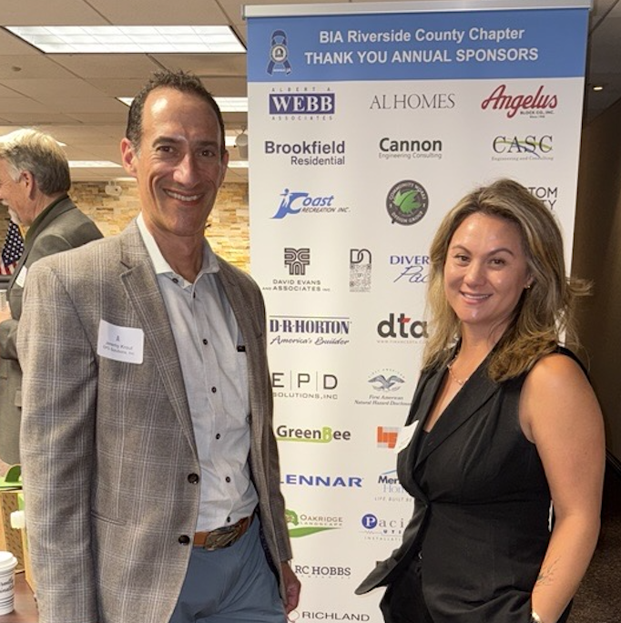 Jeremy Krout and Andrea Arcilla attend Morning with the City Managers ...